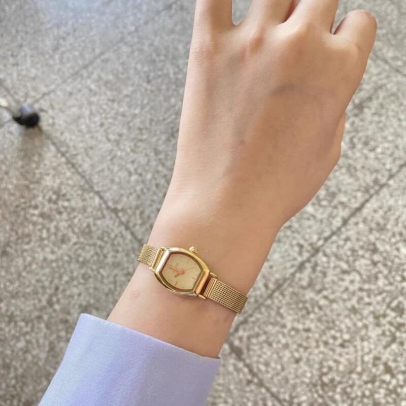 Womens Vintage Gold/Silver Small Face Mesh Watch - WatchwithSun-Dainty & Chic Watches for Women