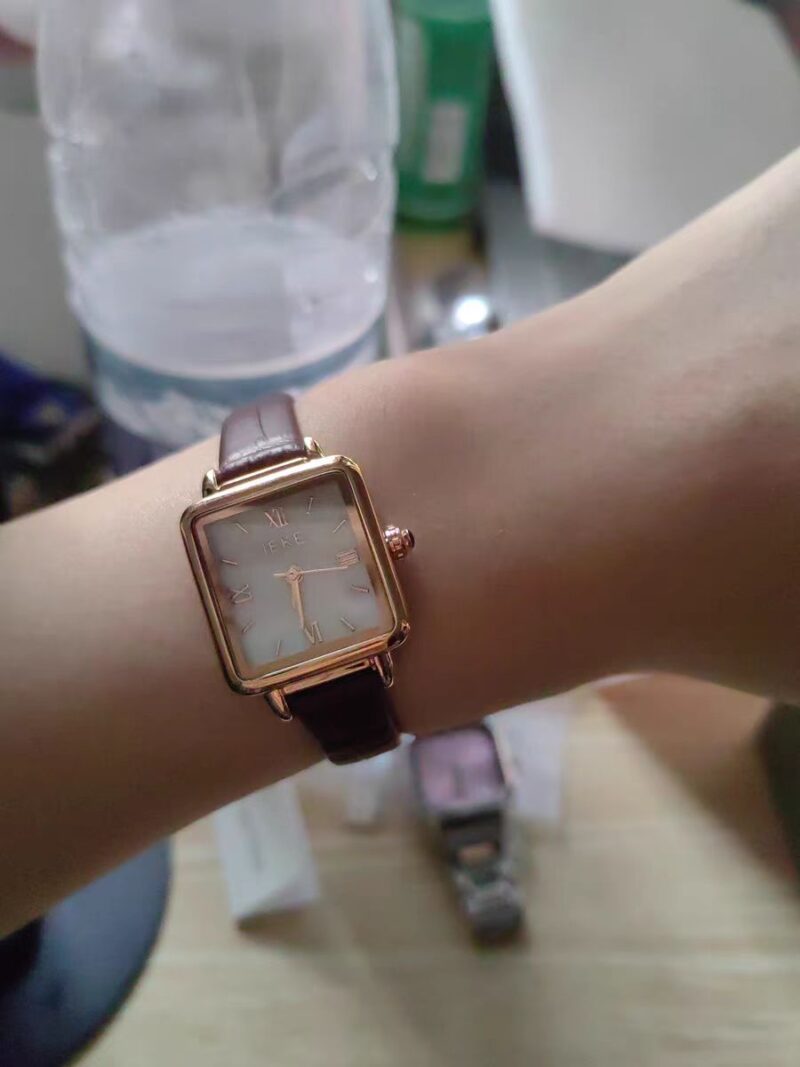 Chic Style Square Face Brown Leather Watch - WatchwithSun-Dainty & Chic ...