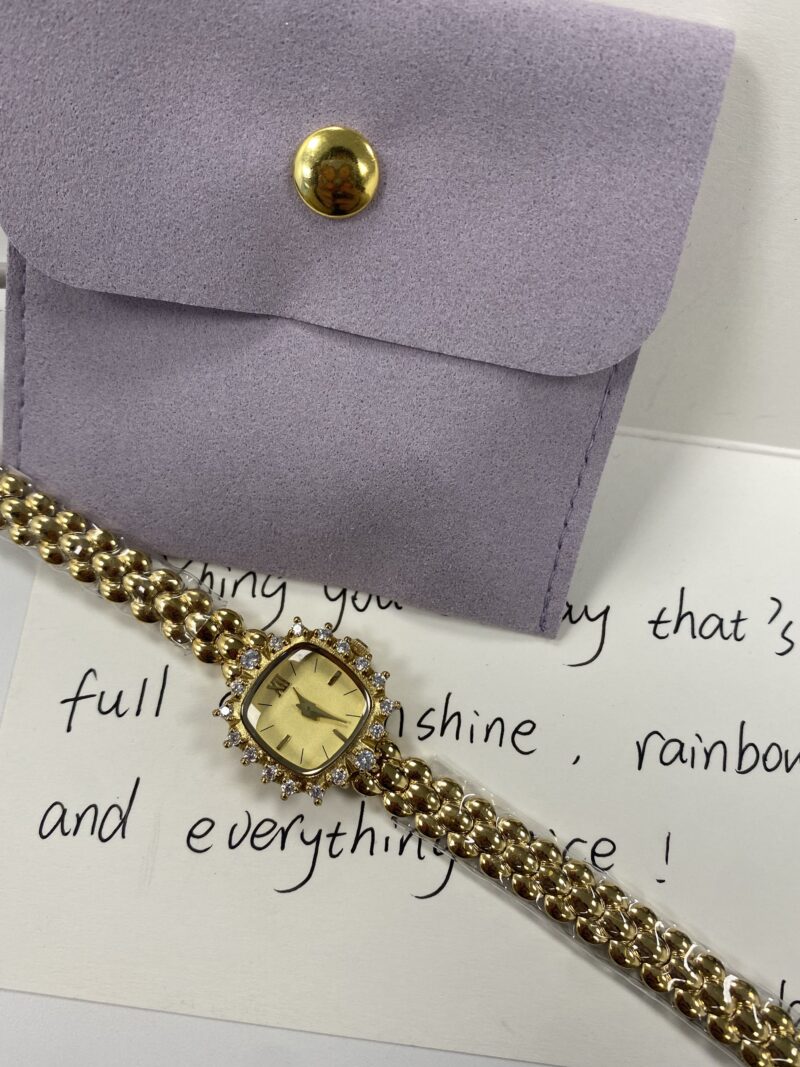 Vintage-Inspired Square Face Gold Bracelet Zirconia Watch ...