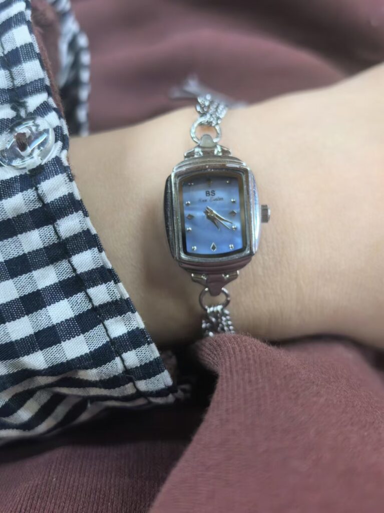 Dainty Silver/Gold Rectangle Mother of Pearl Tassel Chain Watch ...