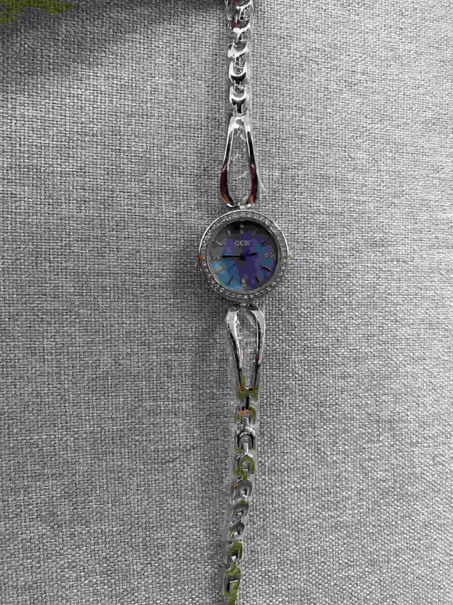 Round Blue Mother of Pearl Dial Silver Bracelet Watch - WatchwithSun ...