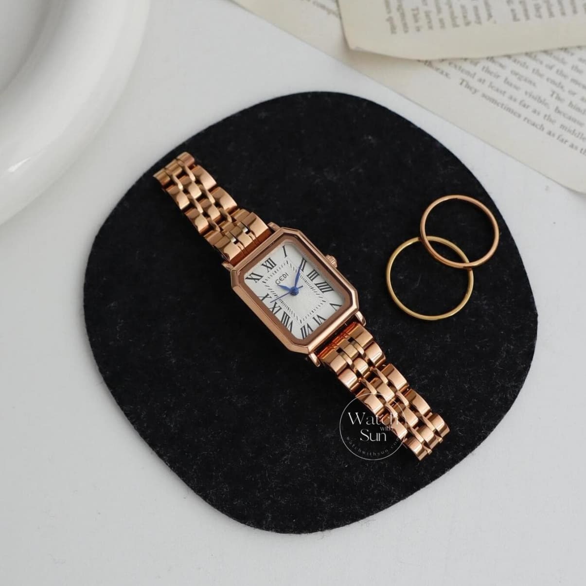 Dainty Champagne Gold Square Bracelet Ladies Watch - WatchwithSun-Dainty & Chic Watches for Women
