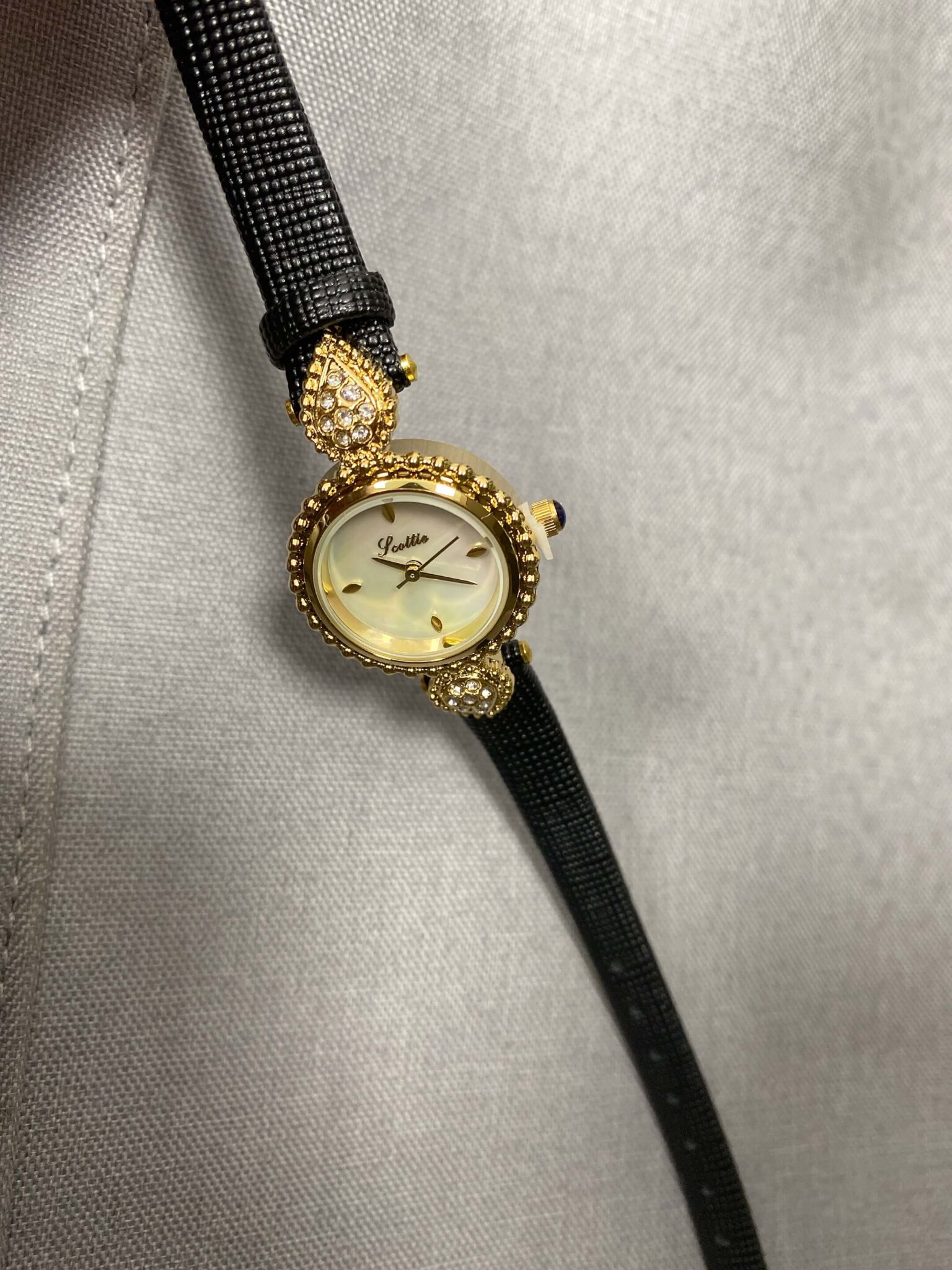 Vintage Style Mother of Pearl Face Leather Watch - WatchwithSun-Dainty ...