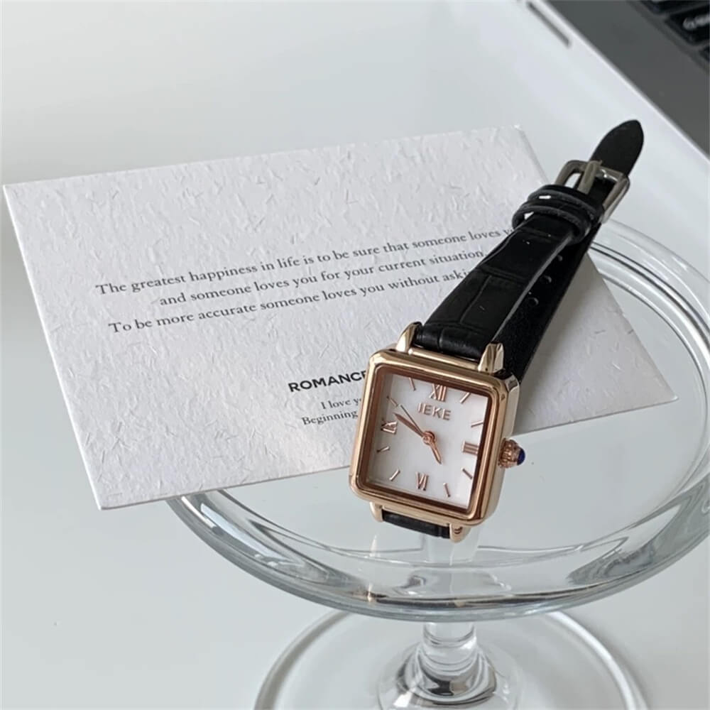 Chic Style Square Face Brown Leather Watch - WatchwithSun-Dainty & Chic ...