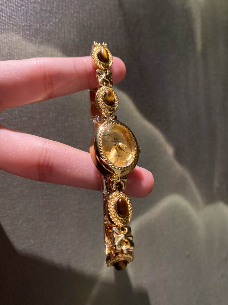 Vintage Natural Tiger's Eye Stone Bracelet Watch - WatchwithSun-Dainty ...