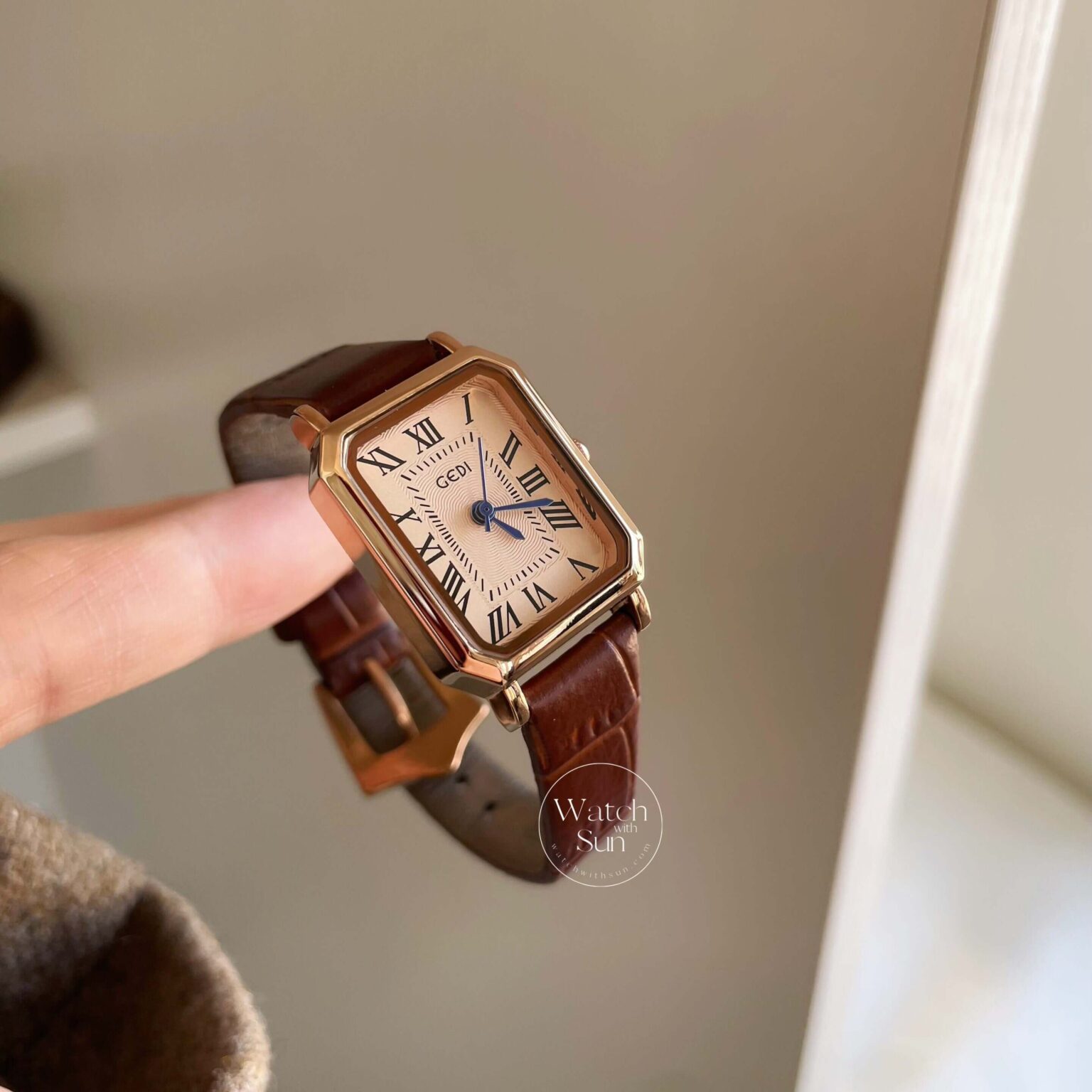 Classic Style Roman Numeral Dial Brown Leather Watch - WatchwithSun ...