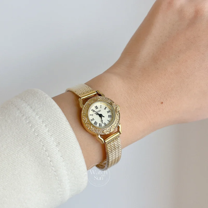 Vintage-Inspired Roman Numeral Dial Gold Watch for Women - WatchwithSun ...