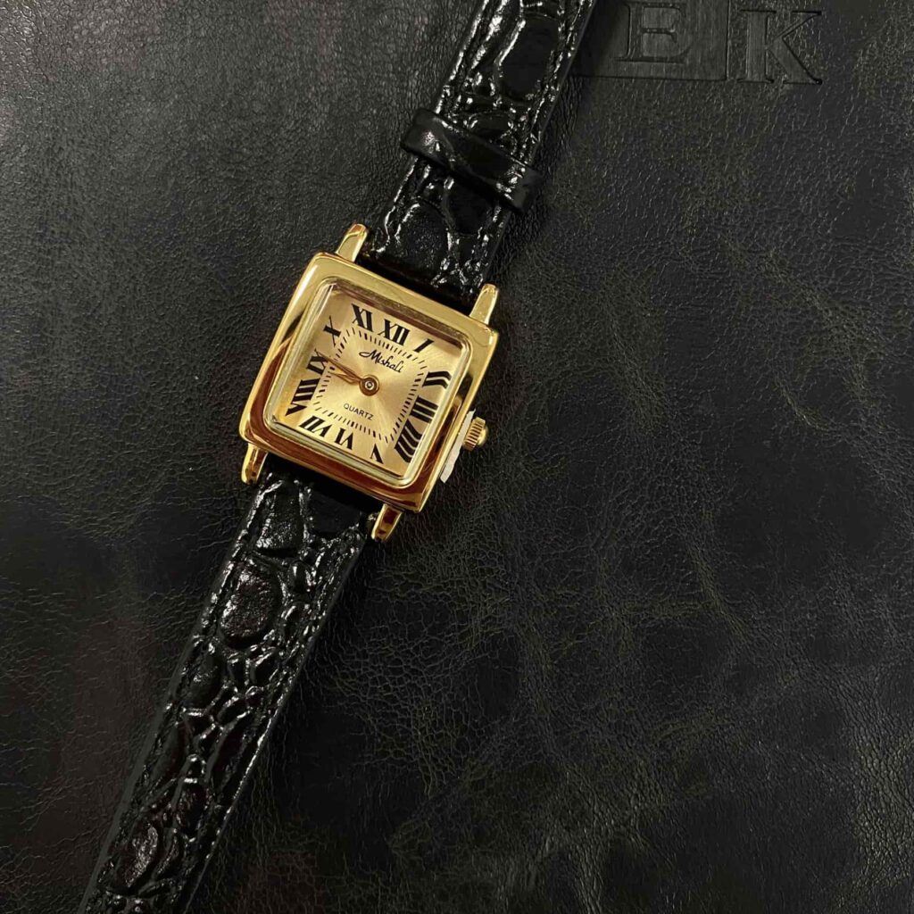 Classic Black-Gold Square Genuine Leather Watch - WatchwithSun-Dainty ...