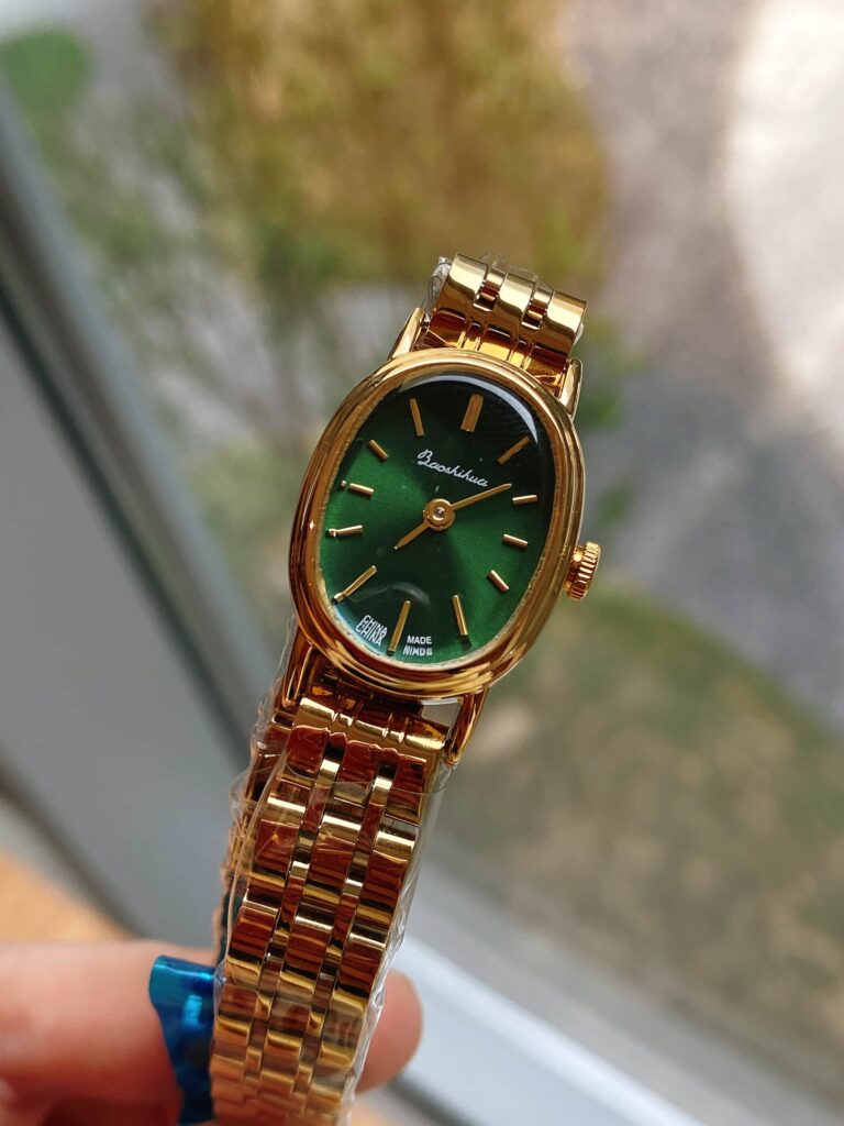 Dainty Gold Emerald Green Watch Oval Women's Watch - WatchwithSun ...