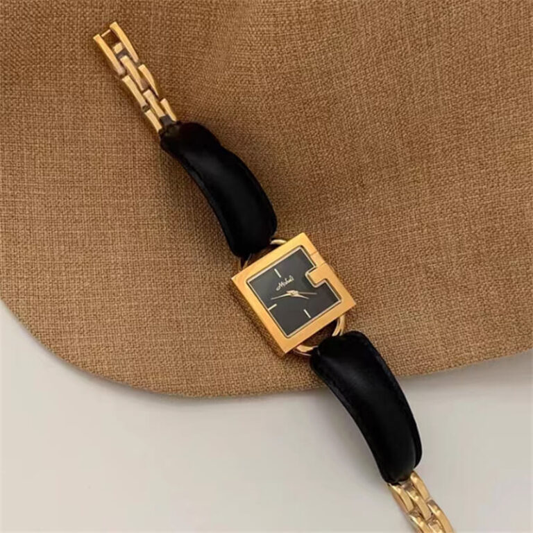 Dainty Black Square Leather Bracelet Wristwatch - WatchwithSun-Dainty ...