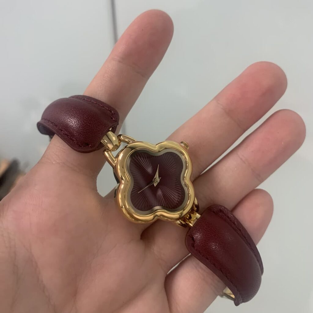 Four Leaf Clover Classic Red Genuine Leather Watch for Women ...