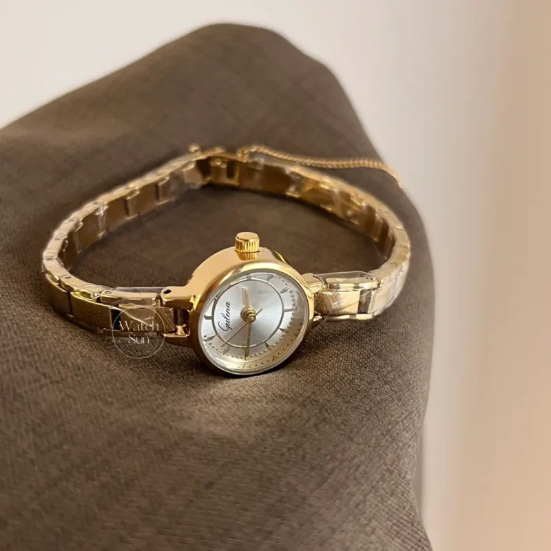 Minimal Round Dial Gold Link Bracelet Ladies Watch - WatchwithSun ...