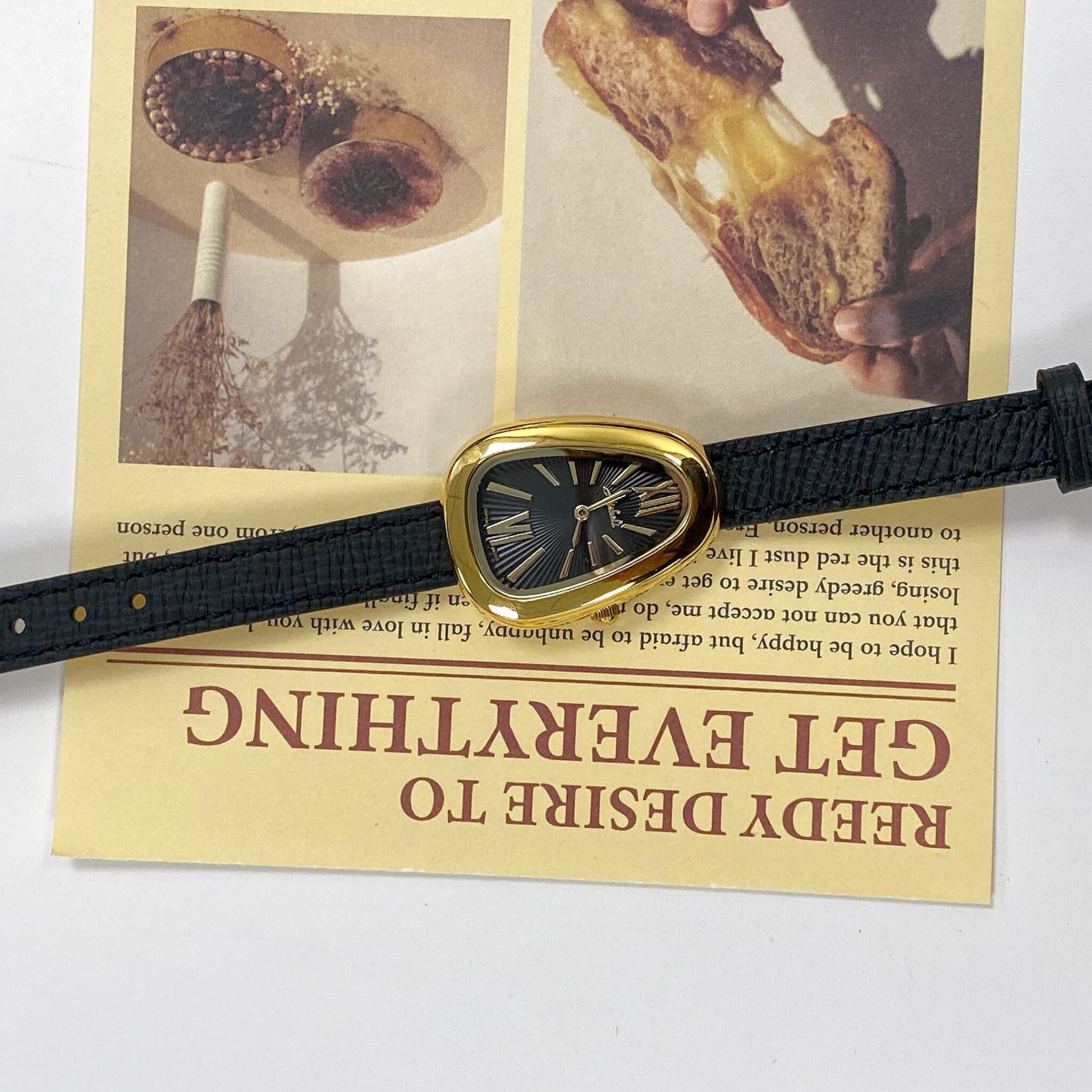 Vintage Style Grey/Black Snake Head Shape Leather Watch - WatchwithSun ...