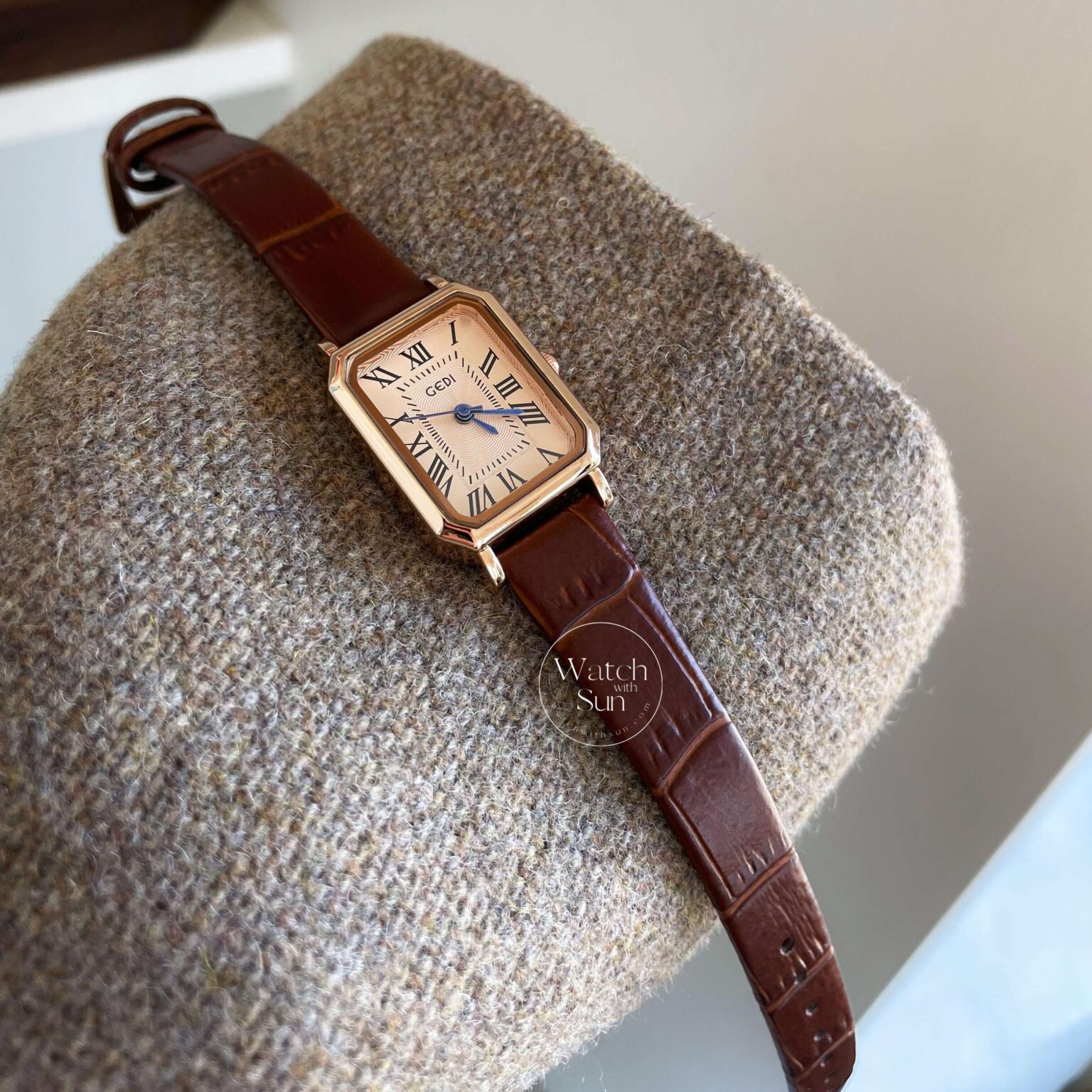 Classic Style Roman Numeral Dial Brown Leather Watch - WatchwithSun ...
