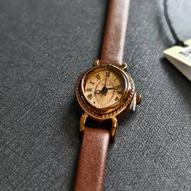 Classic Brown Bucket-Shaped Leather Watch for Women - WatchwithSun ...