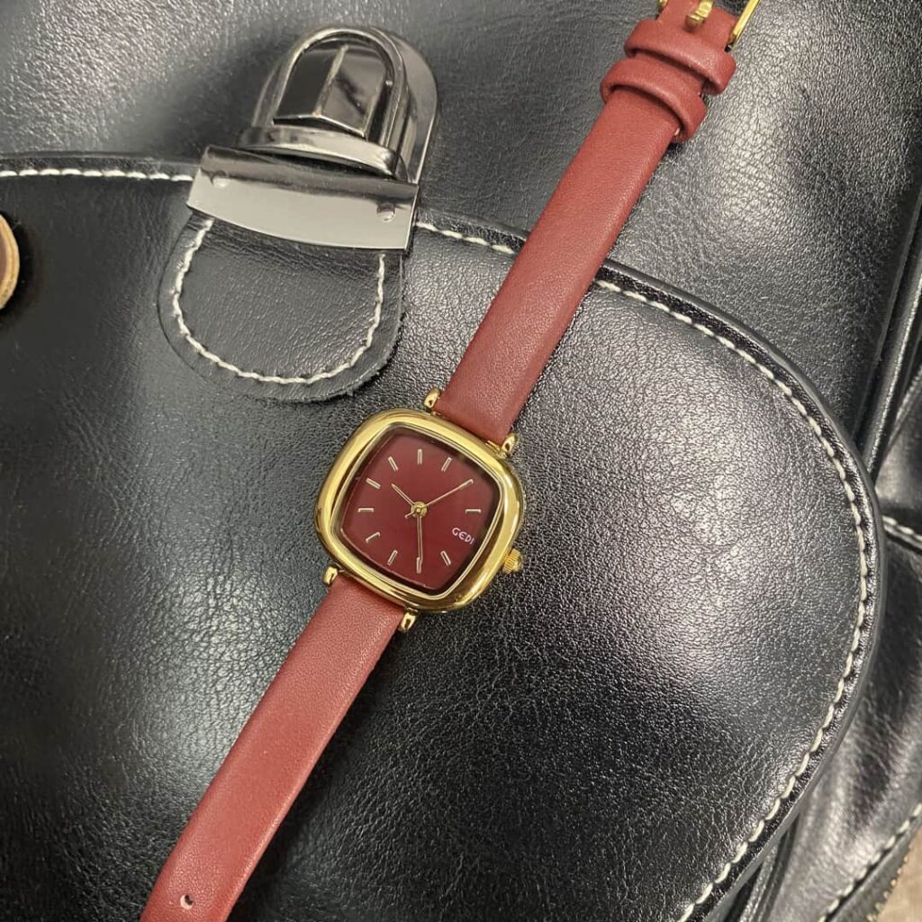 Dainty Black/Brown/Beige/Red Square Women's Leather Watch ...