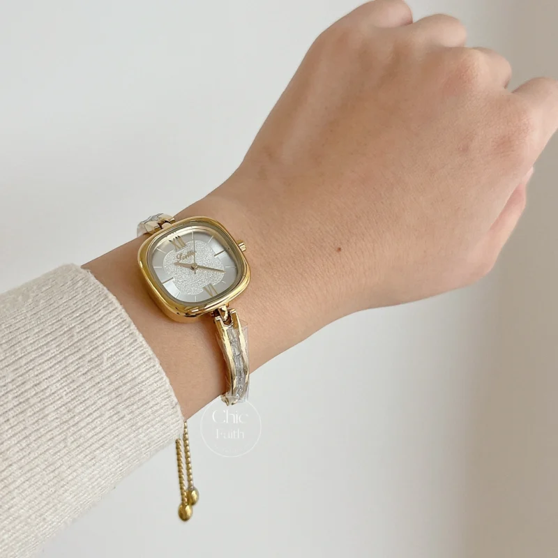 Square Face Silver-toned Dial Watch for Women - WatchwithSun-Dainty ...