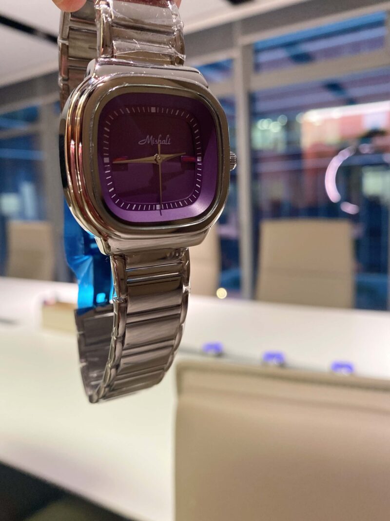 Dainty Silver-Green/Purple Square Stainless Steel Watch - WatchwithSun ...