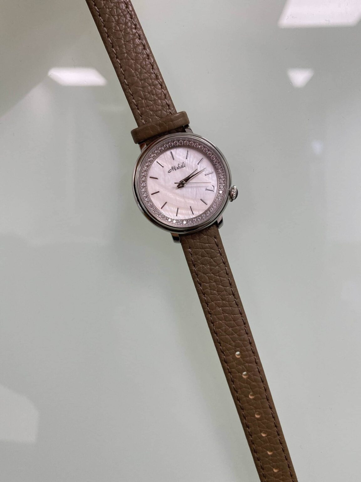 Vintage White Mother of Pearl Face Leather Watch - WatchwithSun-Dainty ...