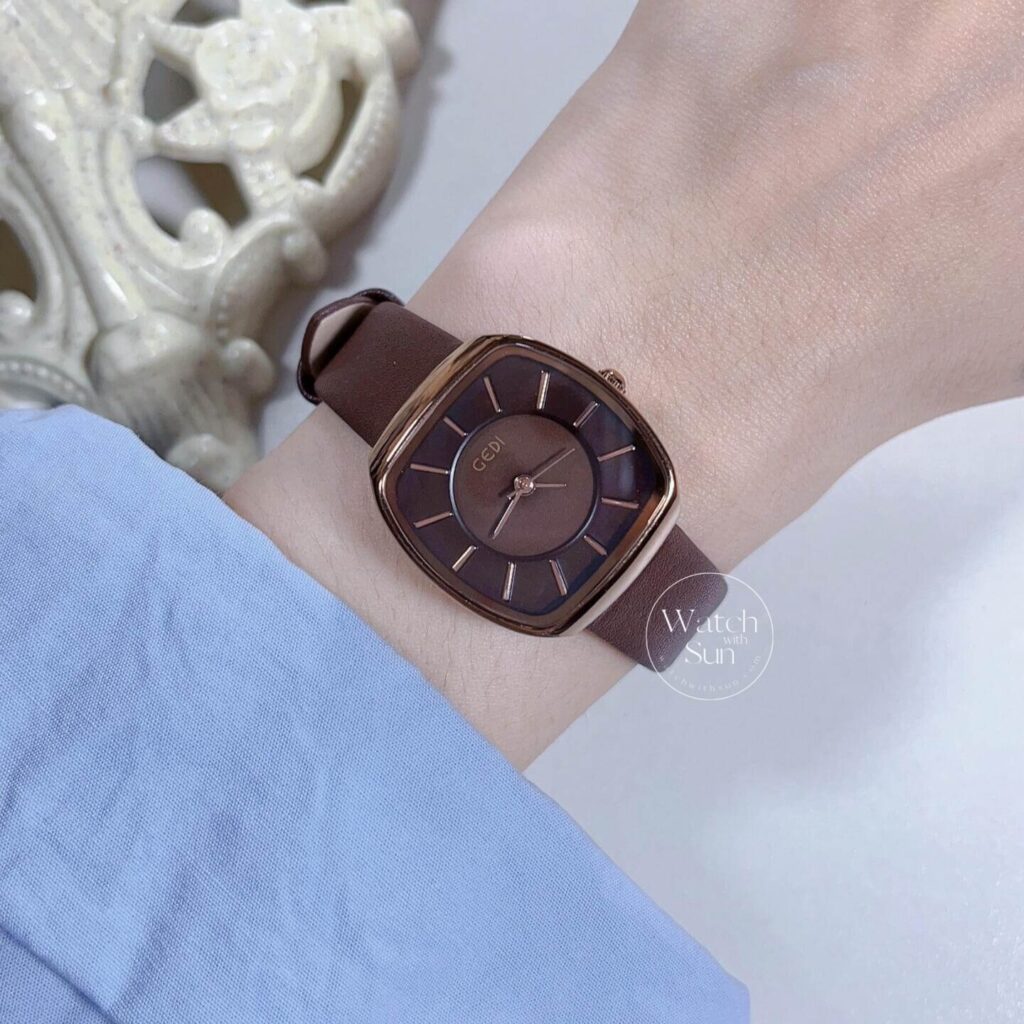 Minimalist Square Face Dark Brown/Black Leatehr Watch - WatchwithSun ...