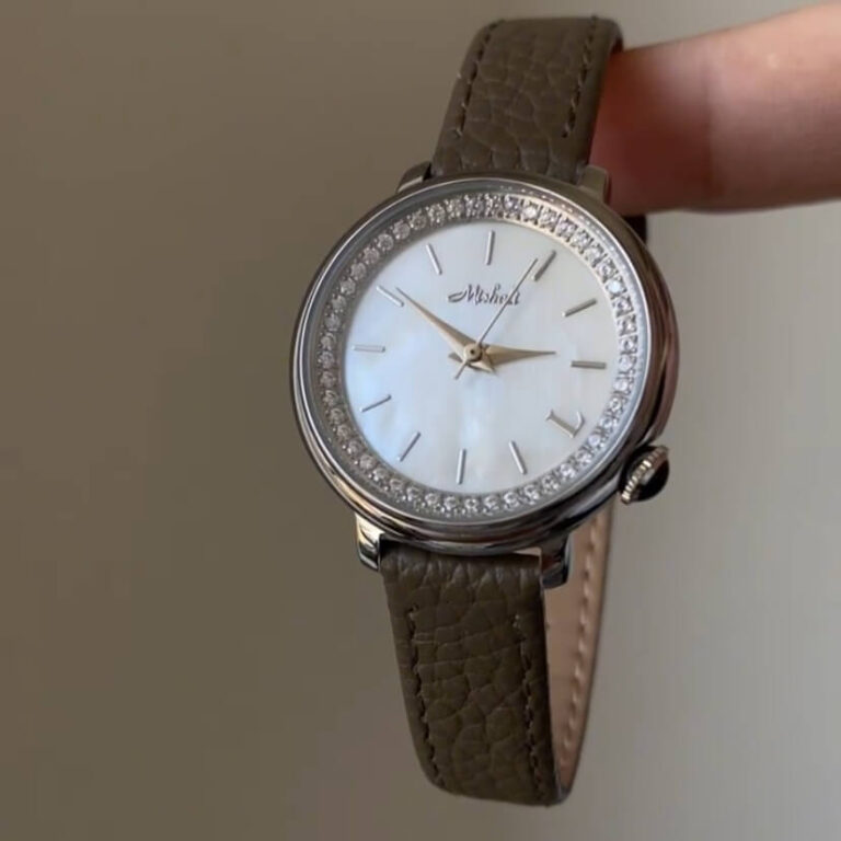 Vintage White Mother of Pearl Face Leather Watch - WatchwithSun-Dainty ...