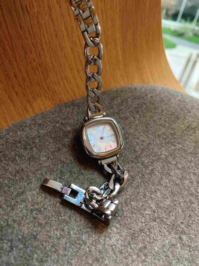 Chic Style Silver Square Mother of Pearl Bracelet Watch - WatchwithSun ...