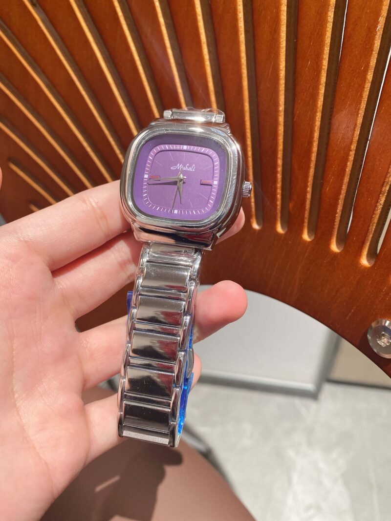 Dainty Silver-Green/Purple Square Stainless Steel Watch - WatchwithSun ...