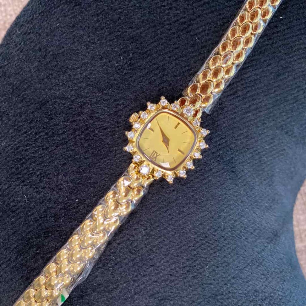 Vintage-Inspired Square Face Gold Bracelet Zirconia Watch ...