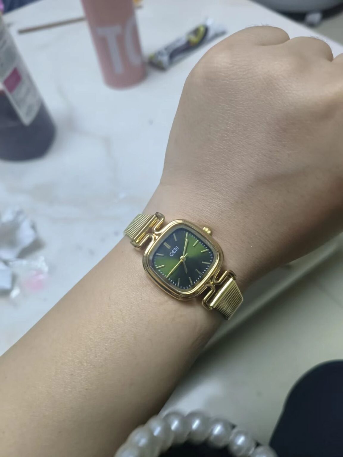 Square Face Dainty Golden Bracelet Watch - WatchwithSun-Dainty & Chic ...