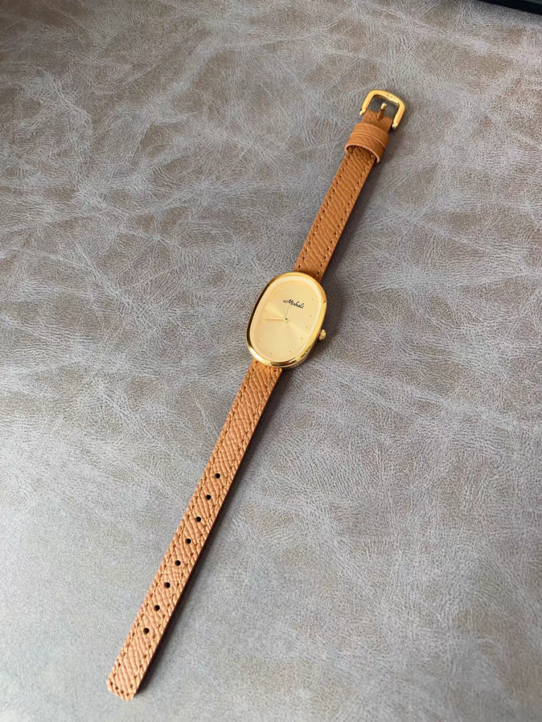 Minimalist Style Orange/Black Black Leather Watch - WatchwithSun-Dainty ...