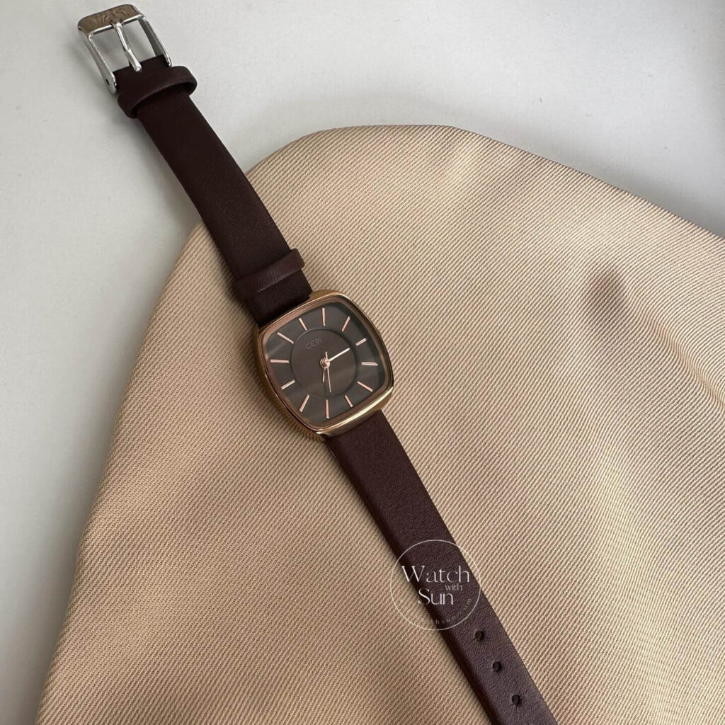 Minimalist Square Face Dark Brown/Black Leatehr Watch - WatchwithSun ...