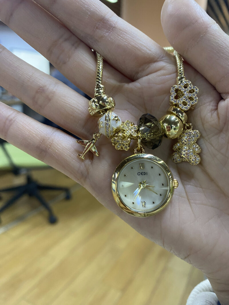 Dainty Gold Round Charms Bracelet Watch - WatchwithSun-Dainty & Chic ...