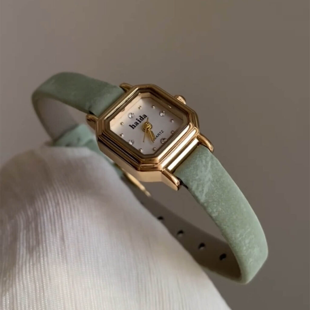 Sage Green Small Face Leather Watch - WatchwithSun-Dainty & Chic ...