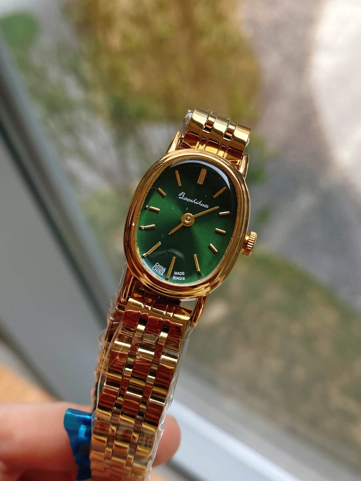 Dainty Gold Emerald Green Watch Oval Women's Watch - WatchwithSun ...