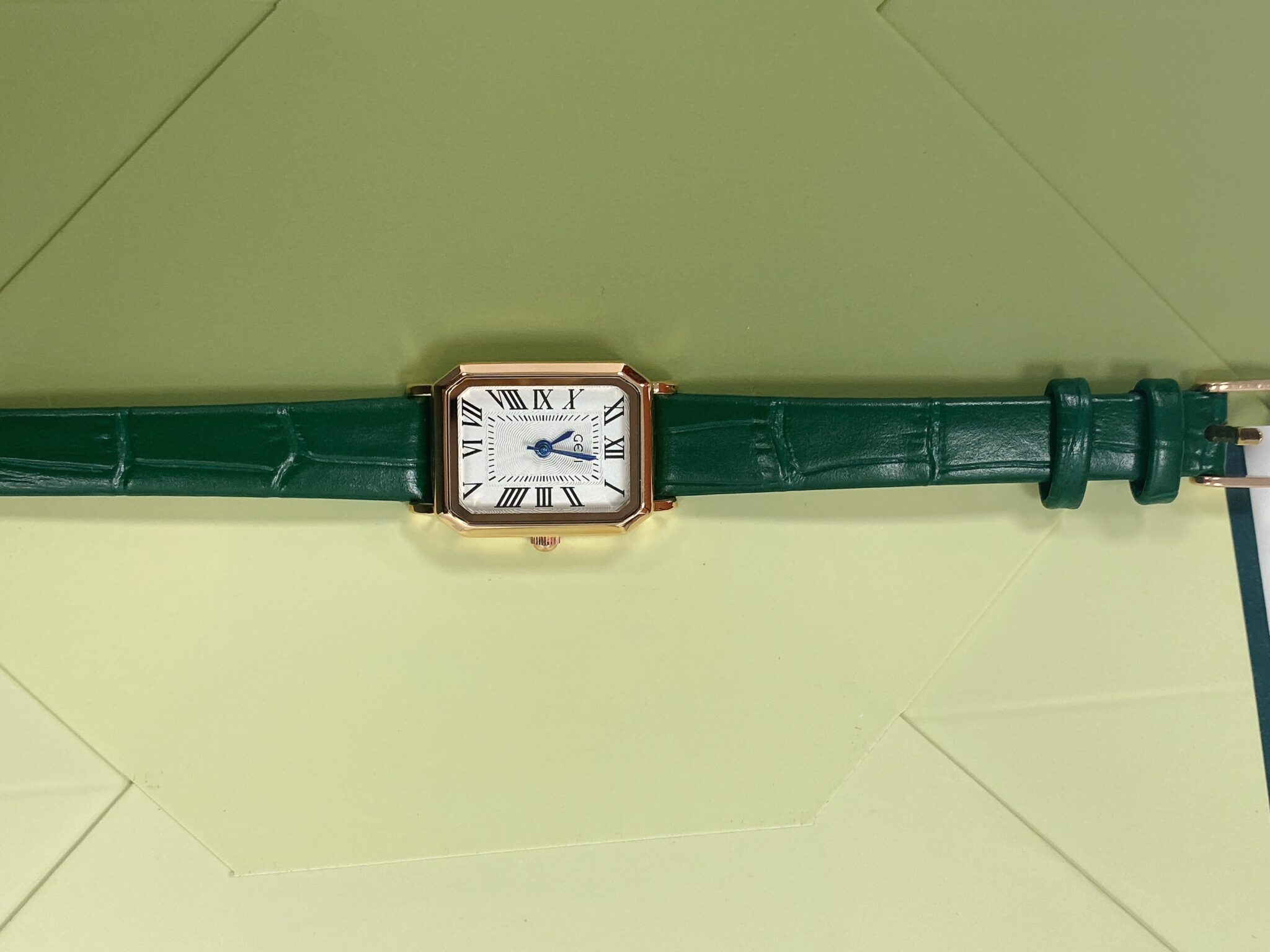 Classic Black/Brown/Green Square Leather Watch - WatchwithSun-Dainty ...