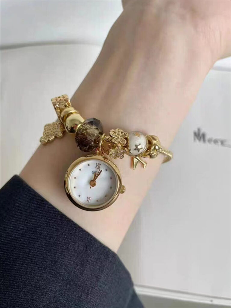 Dainty Gold Round Charms Bracelet Watch - WatchwithSun-Dainty & Chic ...