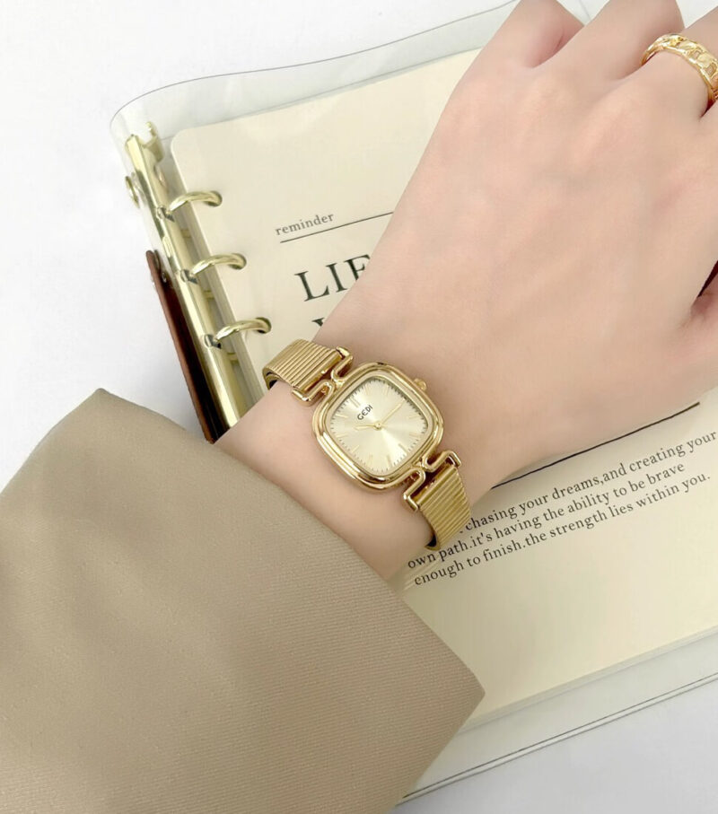 Square Face Dainty Golden Bracelet Watch - WatchwithSun-Dainty & Chic ...
