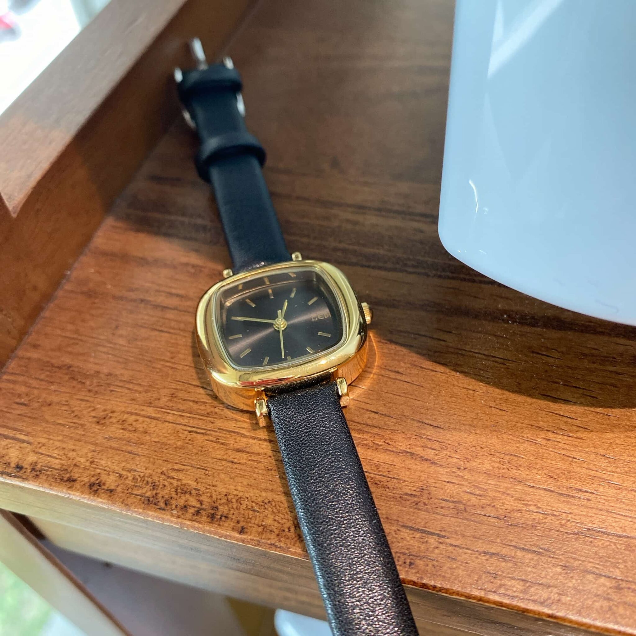Black Leather Square Face Watch - WatchwithSun-Dainty & Chic Watches ...