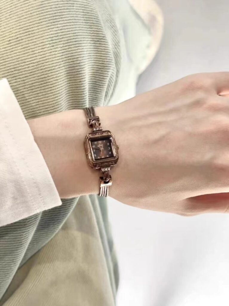 Vintage-Inspired Gold Small Square Face Thin Chain Watch - WatchwithSun ...