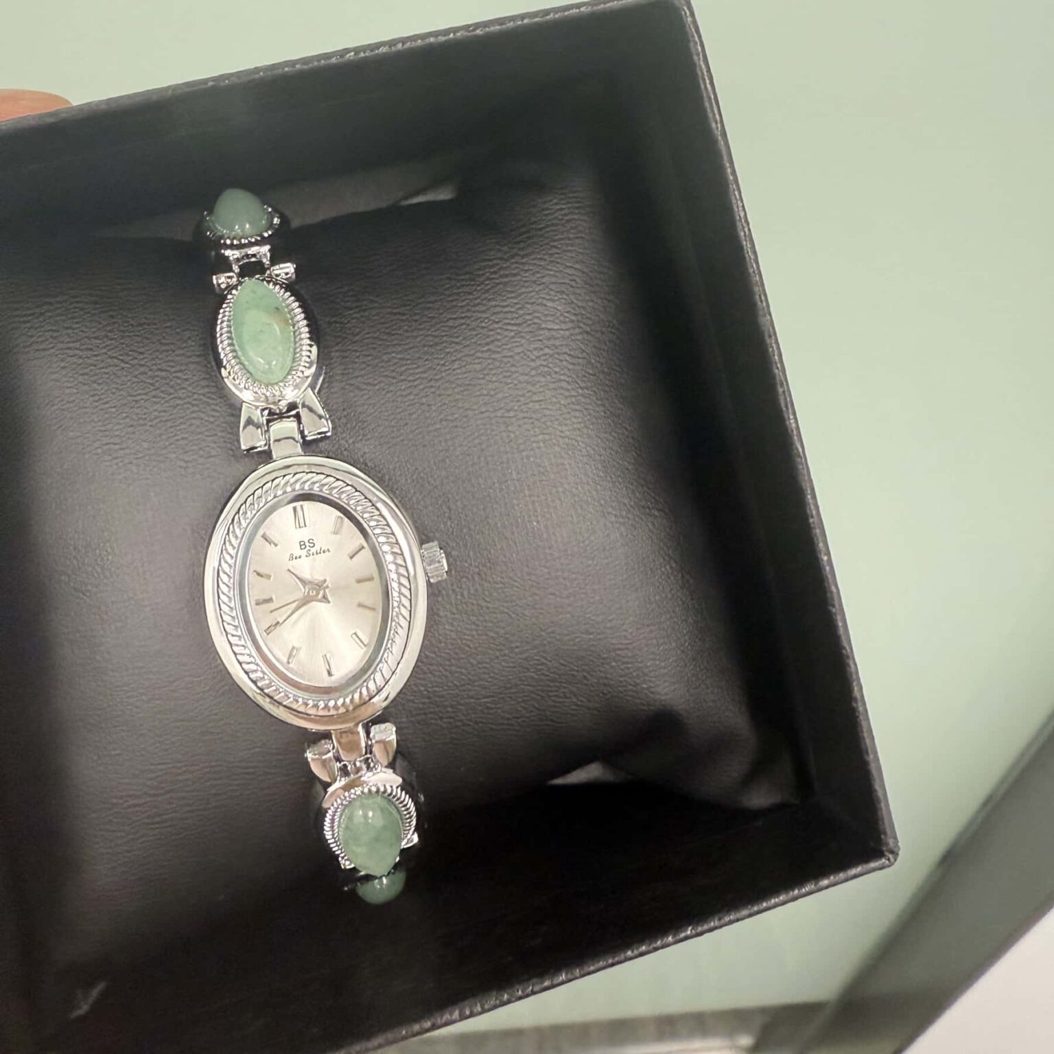 Vintage Green Jade Stone Silver Bracelet Women's Watch - WatchwithSun ...