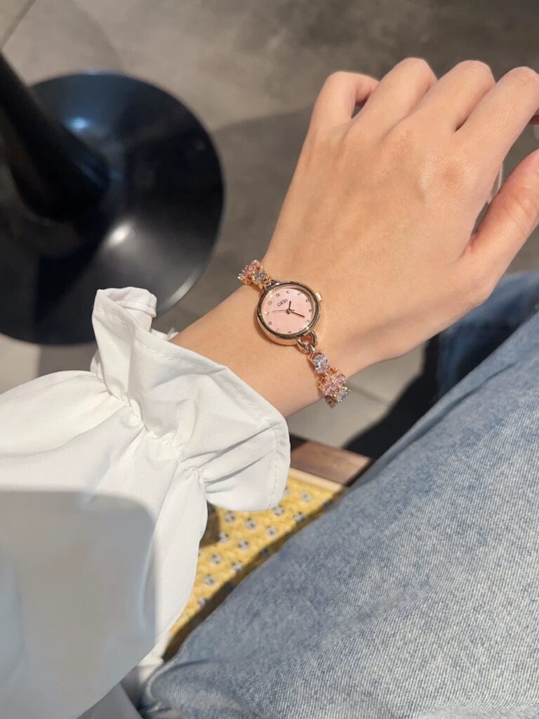 Dainty Gold Round Stainless Steel Bracelet Ladies Watch - WatchwithSun ...