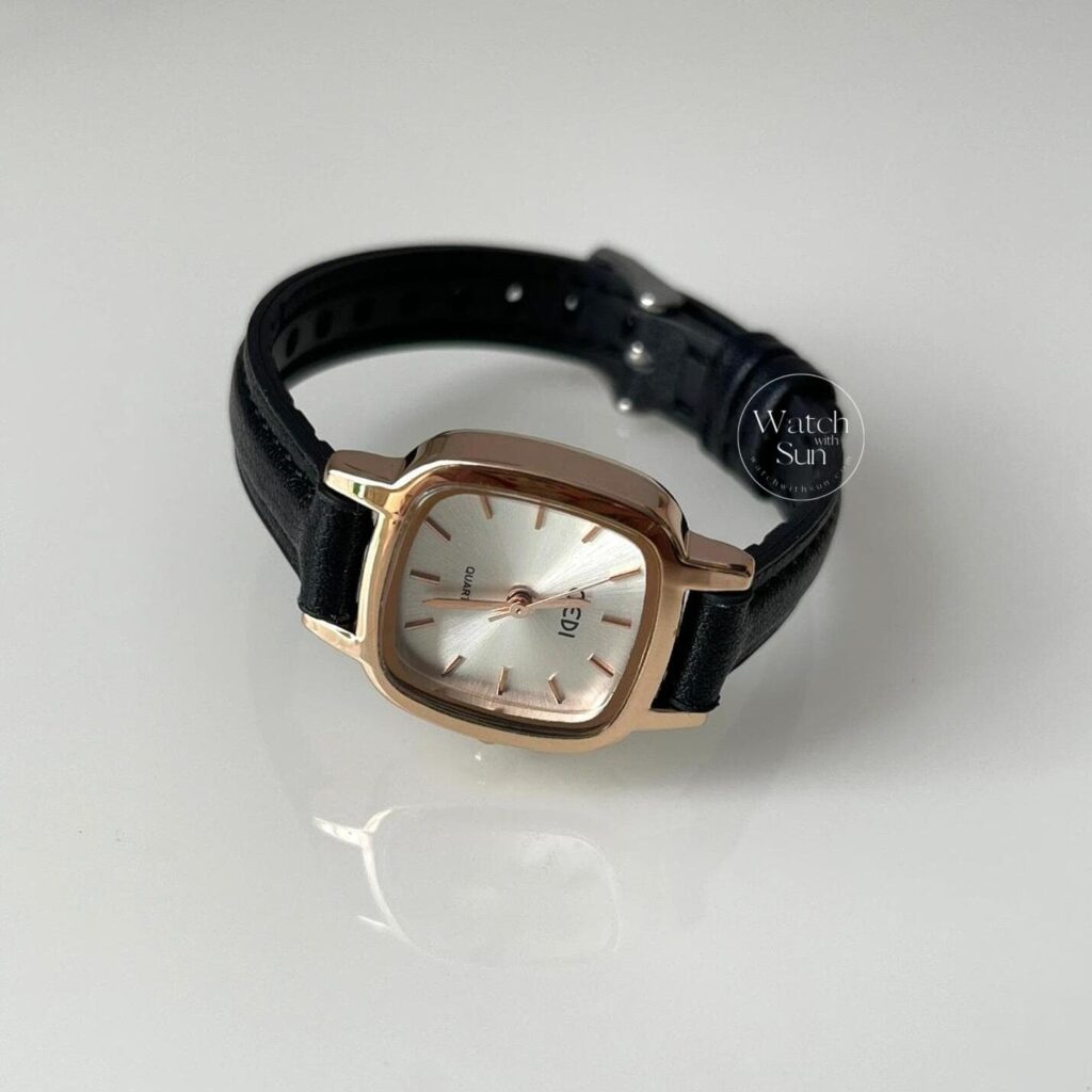 Classic Black/Brown/Silver Square Leather Watch - WatchwithSun-Dainty ...