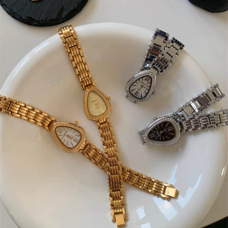 Vintage Style Gold/Silver Snake Head Shape Stainless Steel Watch ...