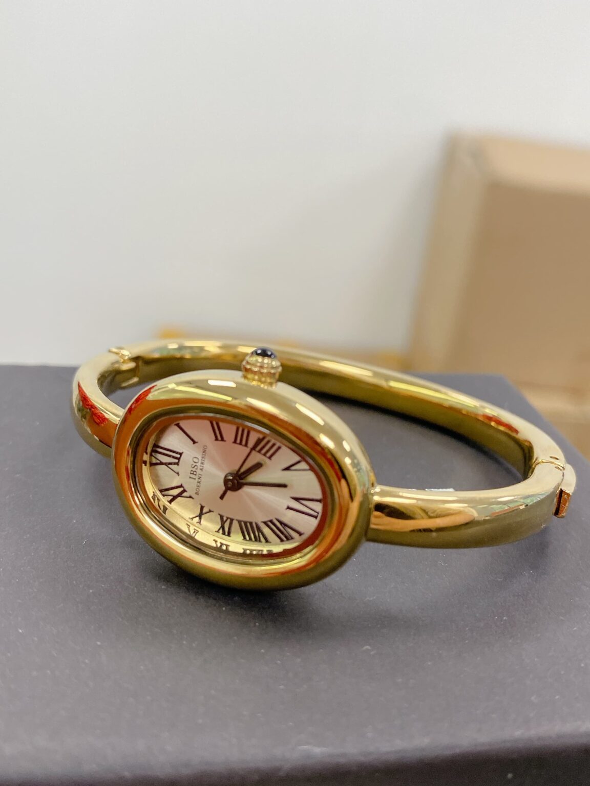 Vintage-Inspired Gold Oval Watch for Women Roman Numeral Dial Bangle ...
