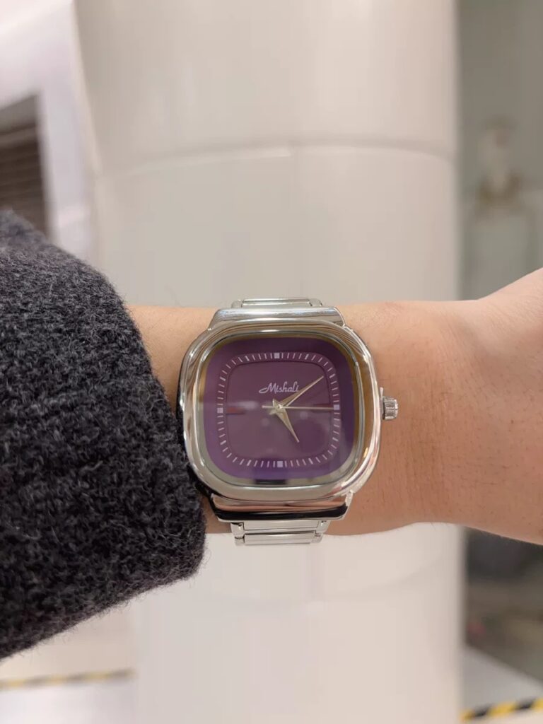 Dainty Silver-Green/Purple Square Stainless Steel Watch - WatchwithSun ...
