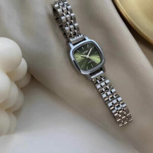 Minimalist Style Silver/Green Square Face Bracelet Wristwatch ...