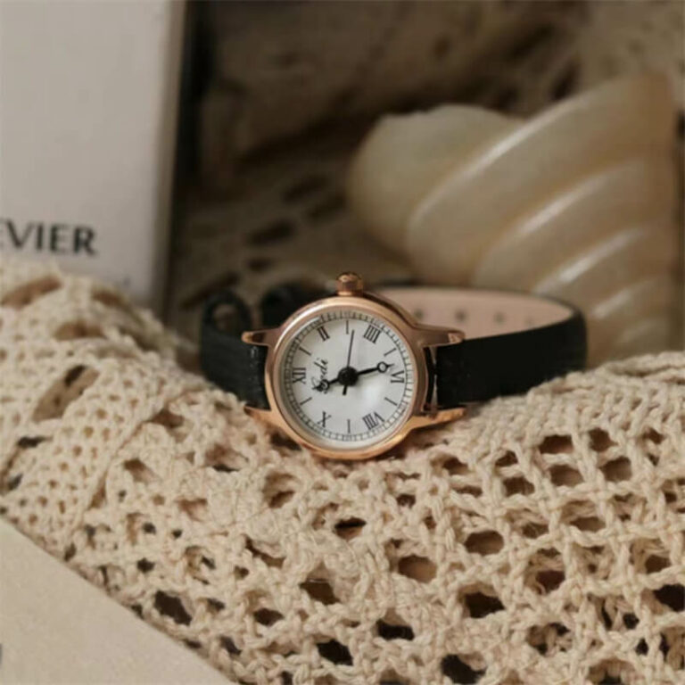 Vintage Style Small Round Face Genuine Leather Watch for Women ...