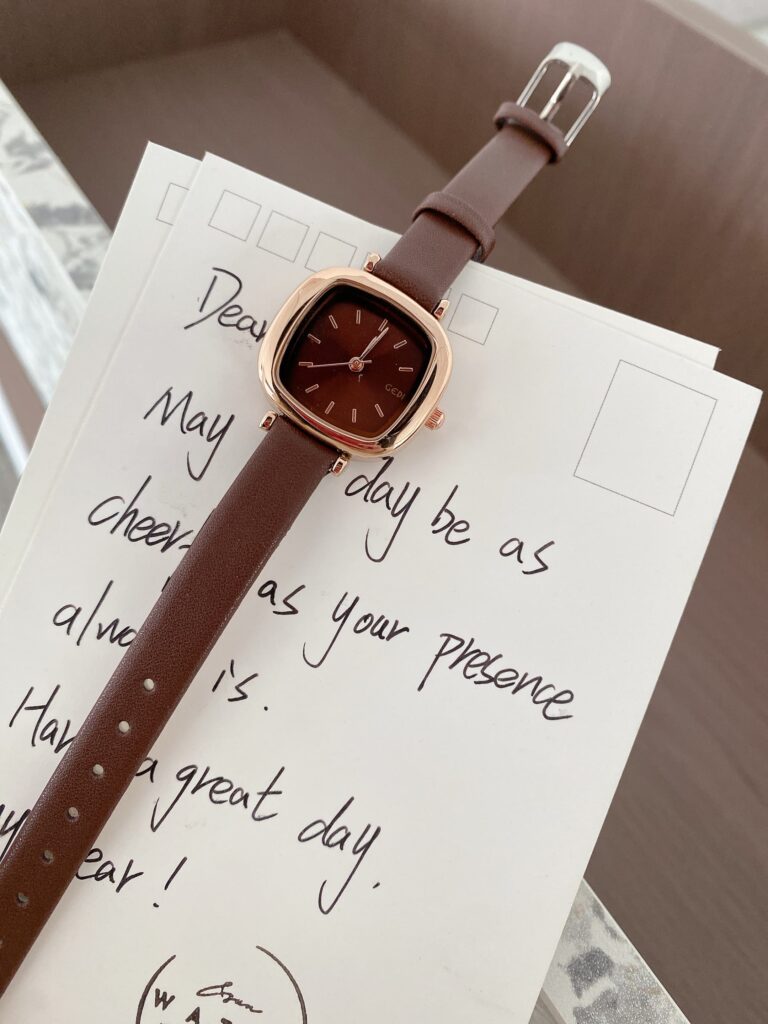 Dainty Black/Brown/Grey Square Women's Leather Watch - WatchwithSun ...