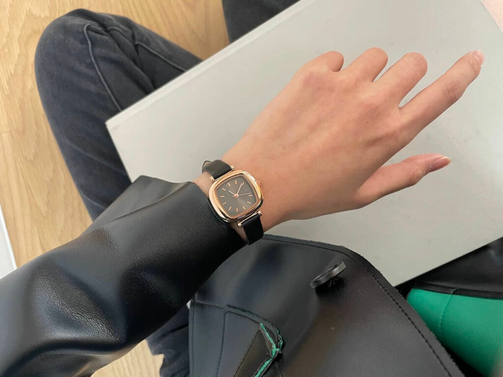 Dainty Black/Brown/Grey Square Women's Leather Watch - WatchwithSun ...