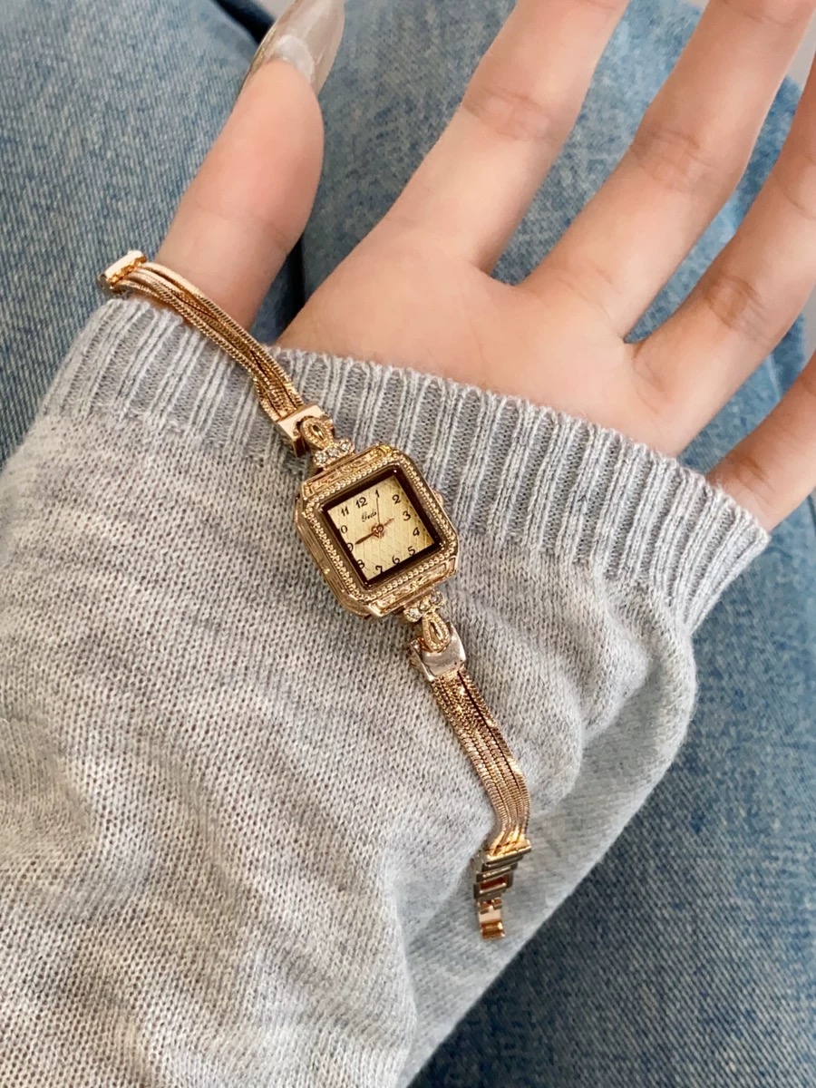 Chic Champagne Square Chain Watch for Women - WatchwithSun-Dainty ...